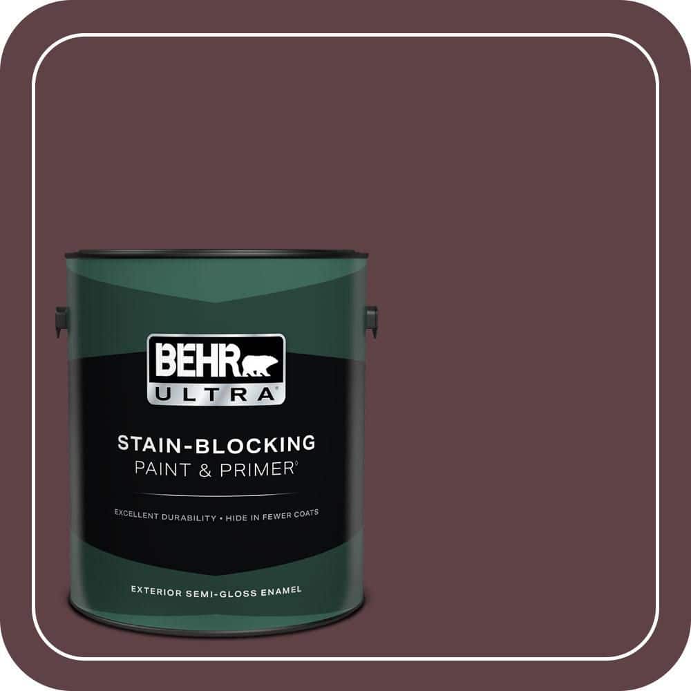 BEHR ULTRA 1 gal. #110F-7 Deep Garnet Semi-Gloss Enamel Exterior Paint ...