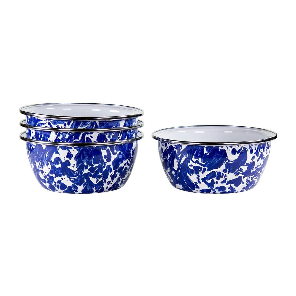 Golden Rabbit Cobalt Swirl 24 fl. oz. Enamelware Salad Bowls (Set of 4 ...
