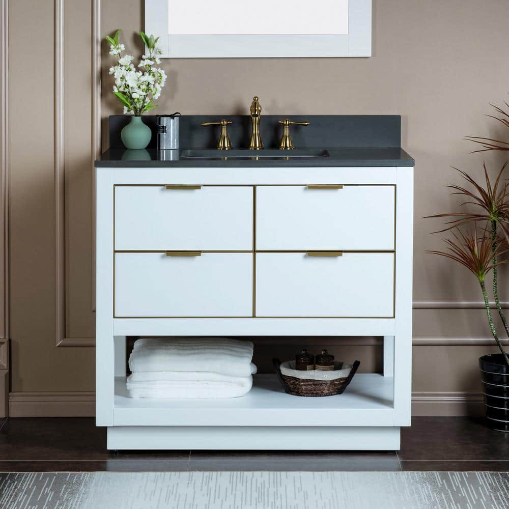 WOODBRIDGE Venice 43 in.W x 22 in.D x 38 in.H Bath Vanity in White with ...