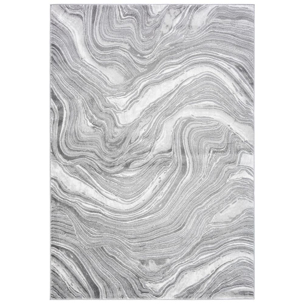 SAFAVIEH Meadow 9 ft. x 12 ft. Gray Marble Swirl Area Rug MDW564F-9 ...