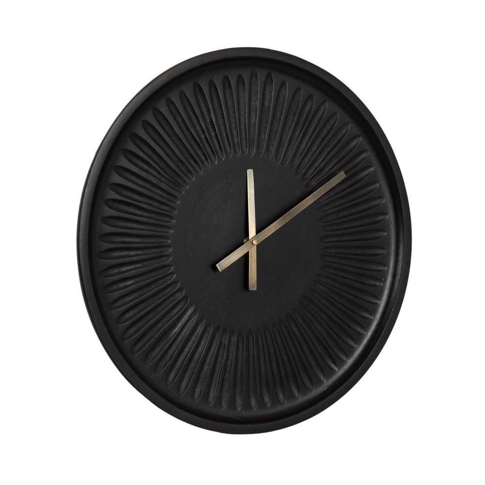 Kate and Laurel Grear Black Wood Analog Wall Clock 228615 - The Home Depot