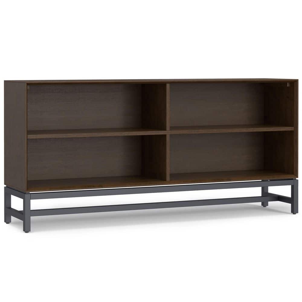Simpli Home Banting 30 in. H Walnut Brown Solid Hard Wood 1-Shelf Low ...