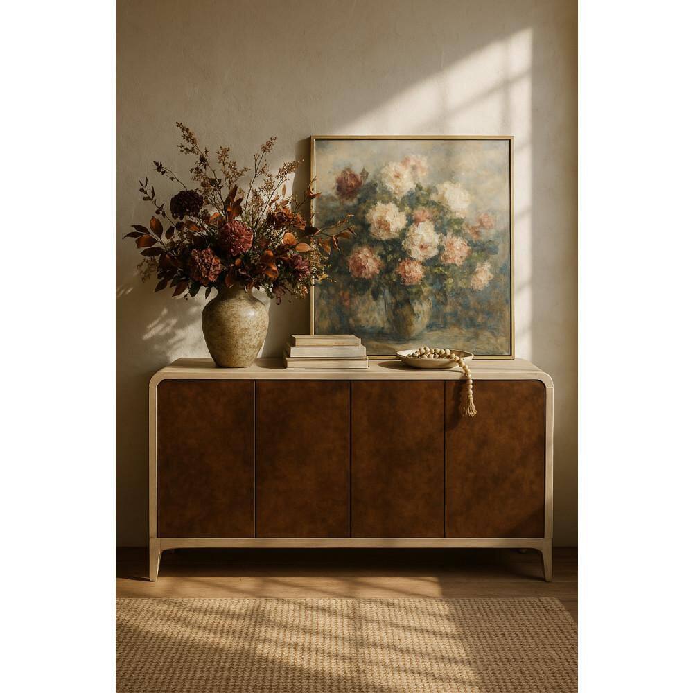 Litton Lane Light Brown Wood 68 in. x 36 in. 4-Door Sideboard with ...