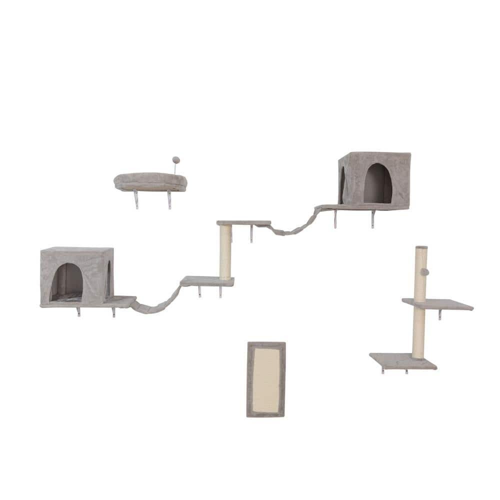 cenadinz Multipart and Multifunction Wall-mounted Cat Tree in Grey ...