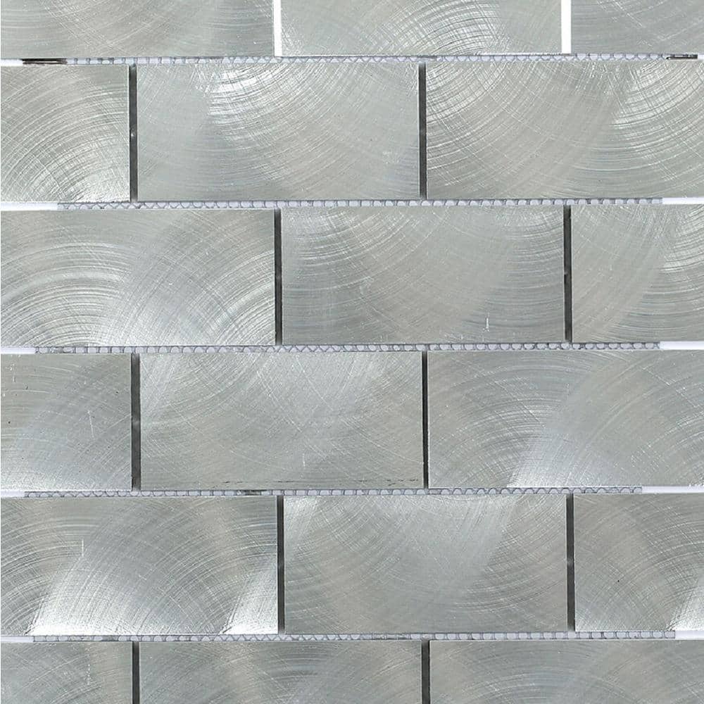 Ivy Hill Tile Urban Silver 2 in x 4 in Aluminum Mosaic Tile ...
