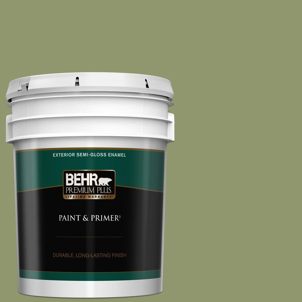 BEHR PREMIUM PLUS 5 gal. #410F-5 Boston Fern Semi-Gloss Enamel Exterior ...