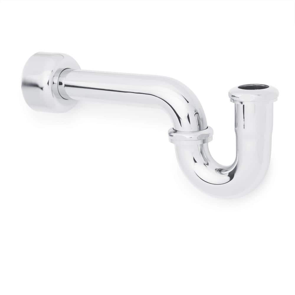 SIGNATURE HARDWARE 1-1/2 in. x 1-1/4 in. Chrome Brass P-Trap with High ...