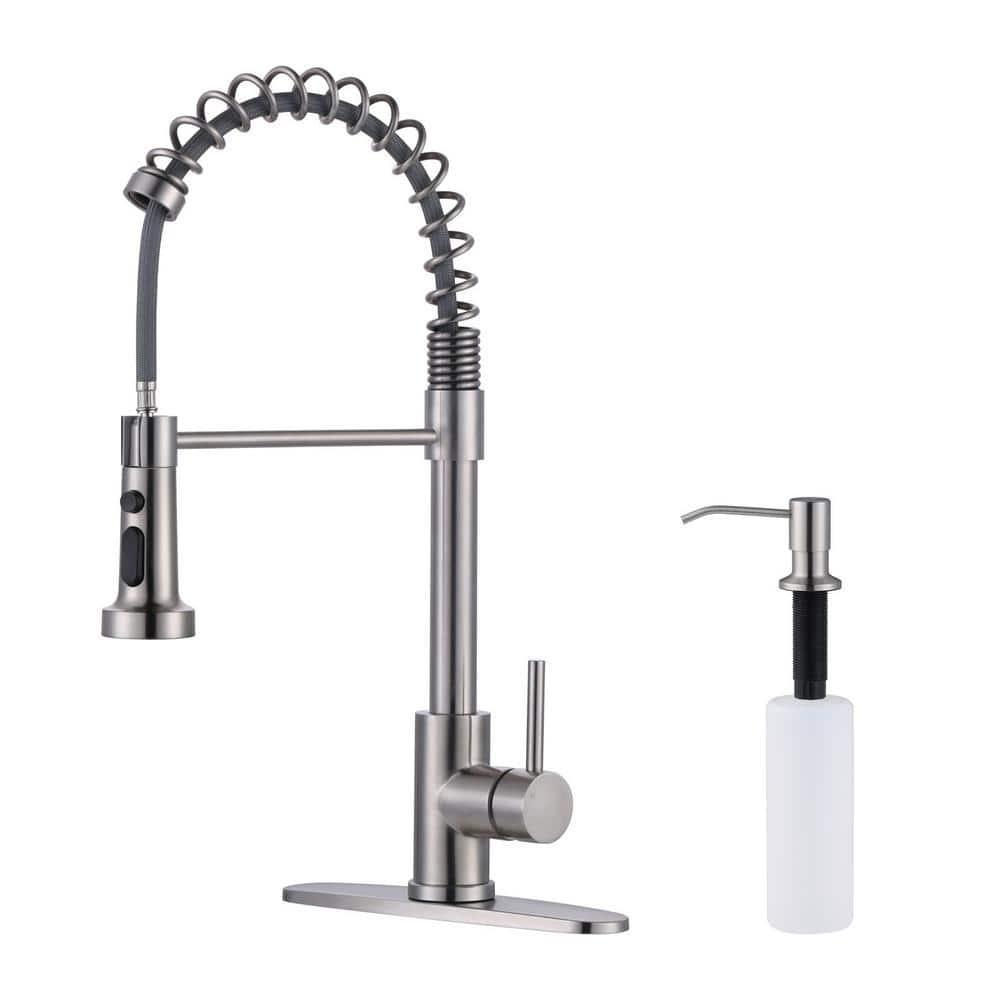AVITAS Brushed Nickel 19 in. Single-Handle Spring Neck Pull Down ...