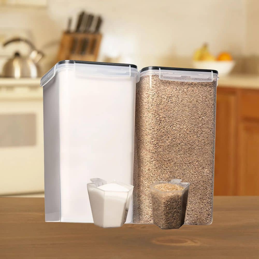 Esepony 9.5 L Plastic Food Storage Canisters with Lids for Sugar, Rice ...
