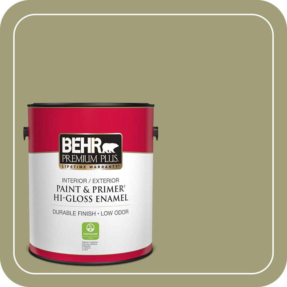 BEHR PREMIUM PLUS 1 gal. #MQ6-57 Bermuda Grass Hi-Gloss Enamel Interior ...