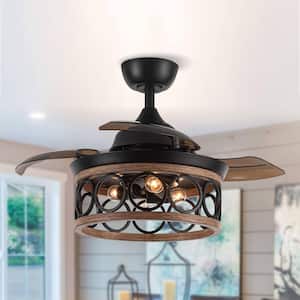 Parrot Uncle Caselli 36 in. Black Retractable 3-Blade Ceiling Fan with ...