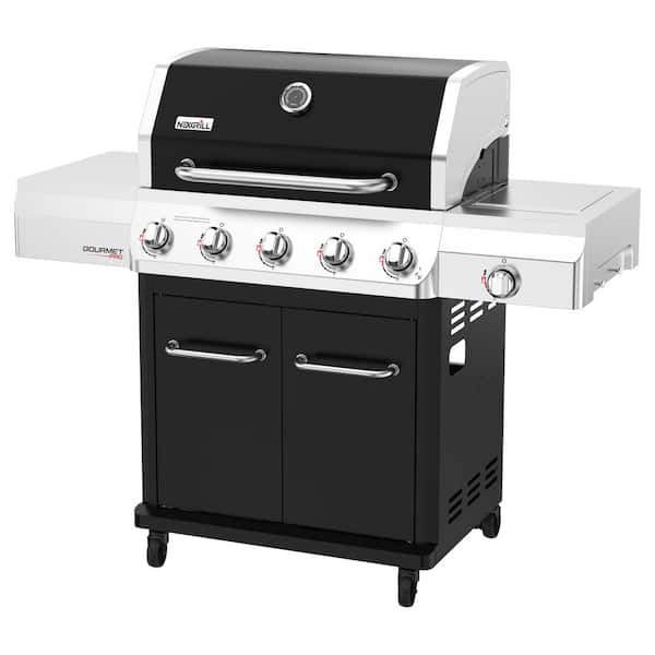 Nexgrill Gourmet Pro 5-Burner Propane Gas Grill with Side Burner and ...