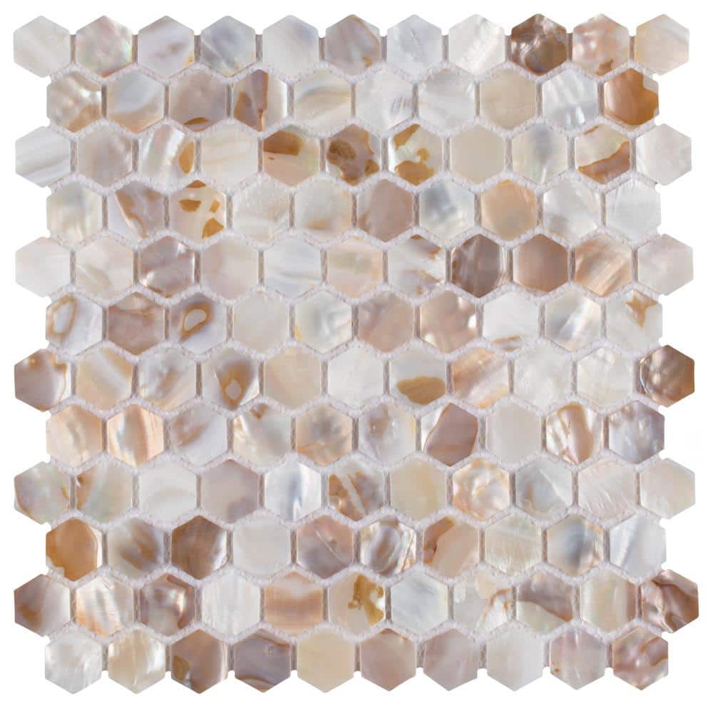 Merola Tile Conchella Hex Natural 6 in. x 6 in. Natural Shell Mosaic ...