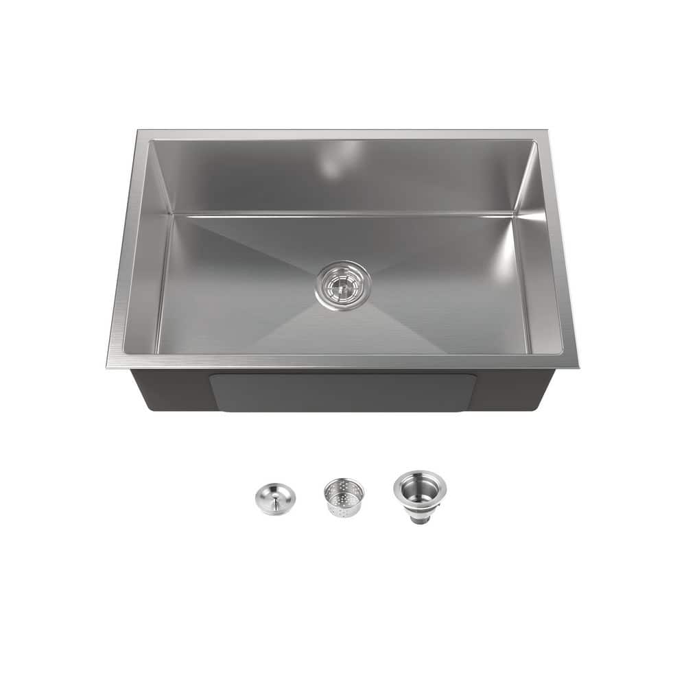 30 in. Undermount Single Bowl 20 Gauge Gray Stainless Steel Handmade ...