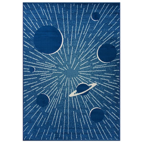 World Rug Gallery Starry Skies Galaxy Blue 5 ft. x 7 ft. Area Rug ...