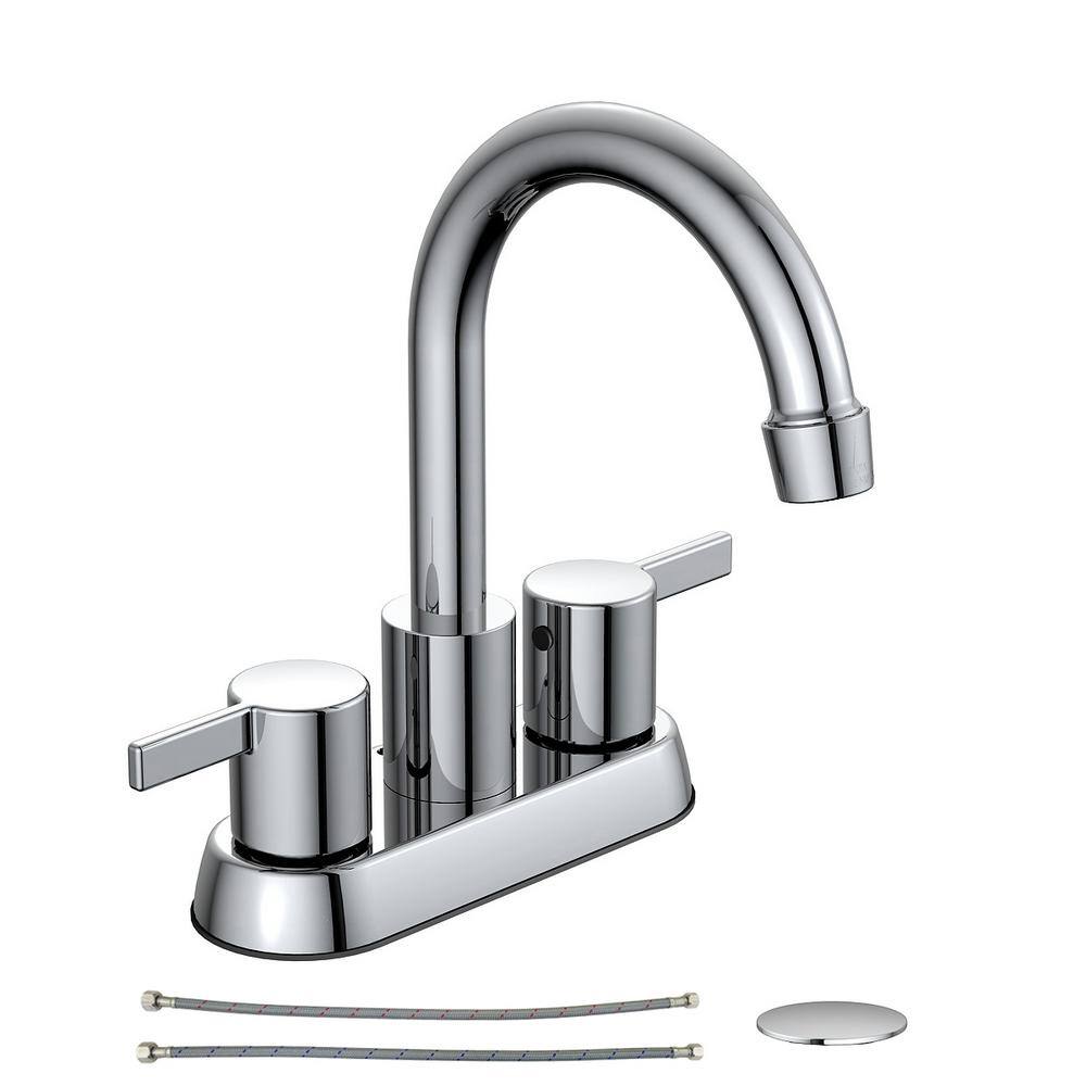 Glacier Bay Garrick 4 in. Centerset 2-Handle High-Arc Bathroom Faucet ...