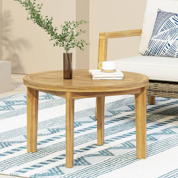 Coporesell Brown Acacia Wood Round Outdoor Coffee Table CLONFPT07BRO ...