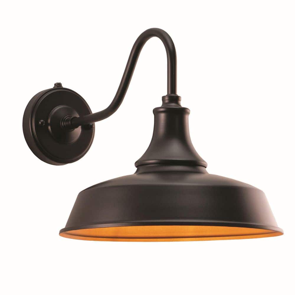 VAXCEL Dorado 1 Light Dusk to Dawn Bronze Gold Farmhouse Barn Dome ...
