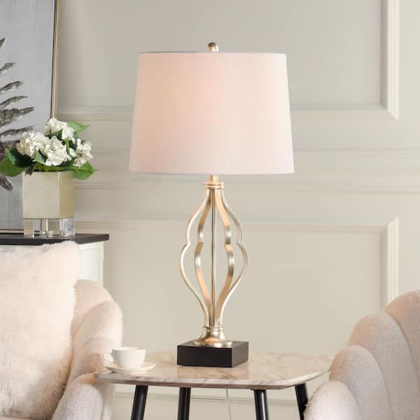 StyleCraft 33 in. Silver Industrial Bedside Table Lamp for Living Room ...