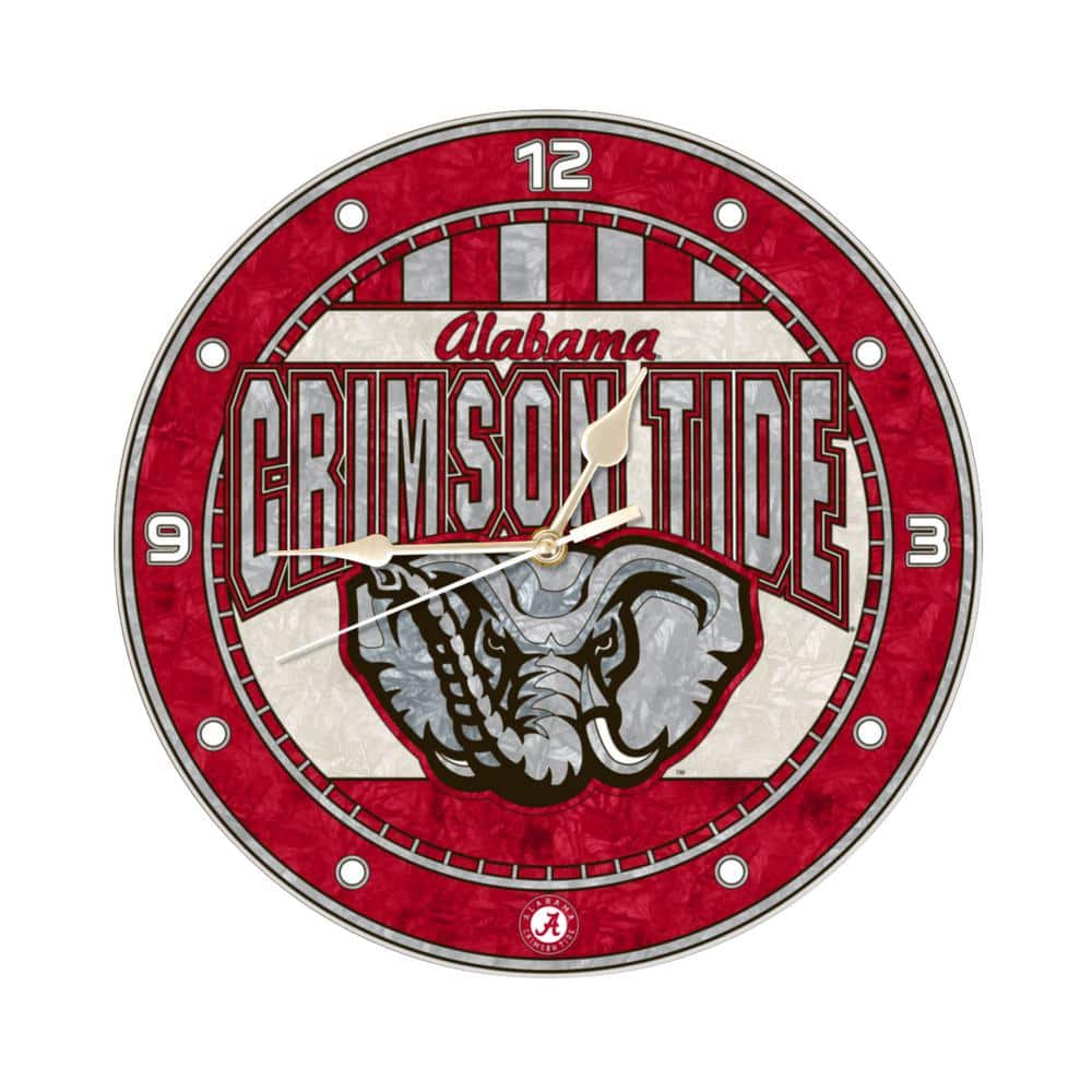 The Memory Company NCAA - 12 in. Alabama Art Glass Clock COL-AL-274 ...