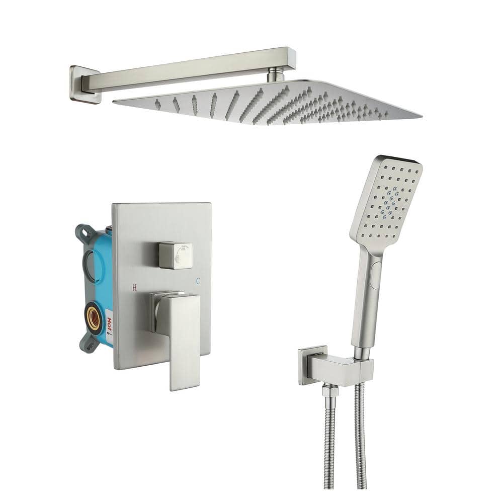 RAINLEX Single-Handle 1-Spray Square High Pressure Shower Faucet with ...