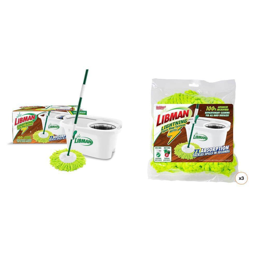 Libman Microfiber Lightning Spin Mop and Bucket Floor Cleaning System ...