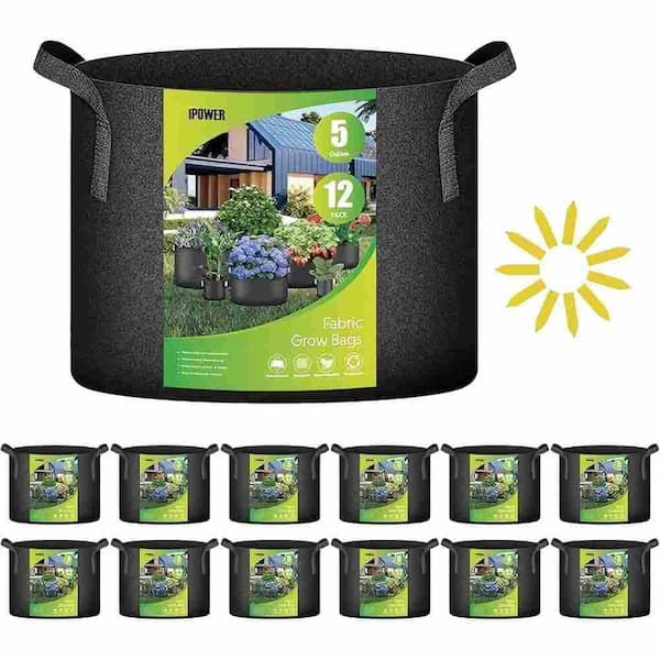 Flynama 5-Pack 7 Gal. Grow Bags Nonwoven Fabric Pots Aeration Container ...