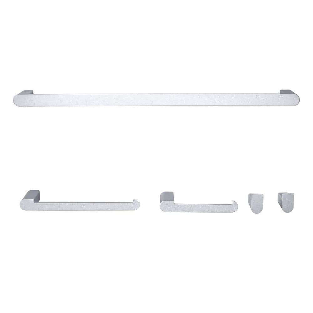 WOWOW 5-Piece Bath Hardware Set Rounded Corner with Mounting Hardware ...