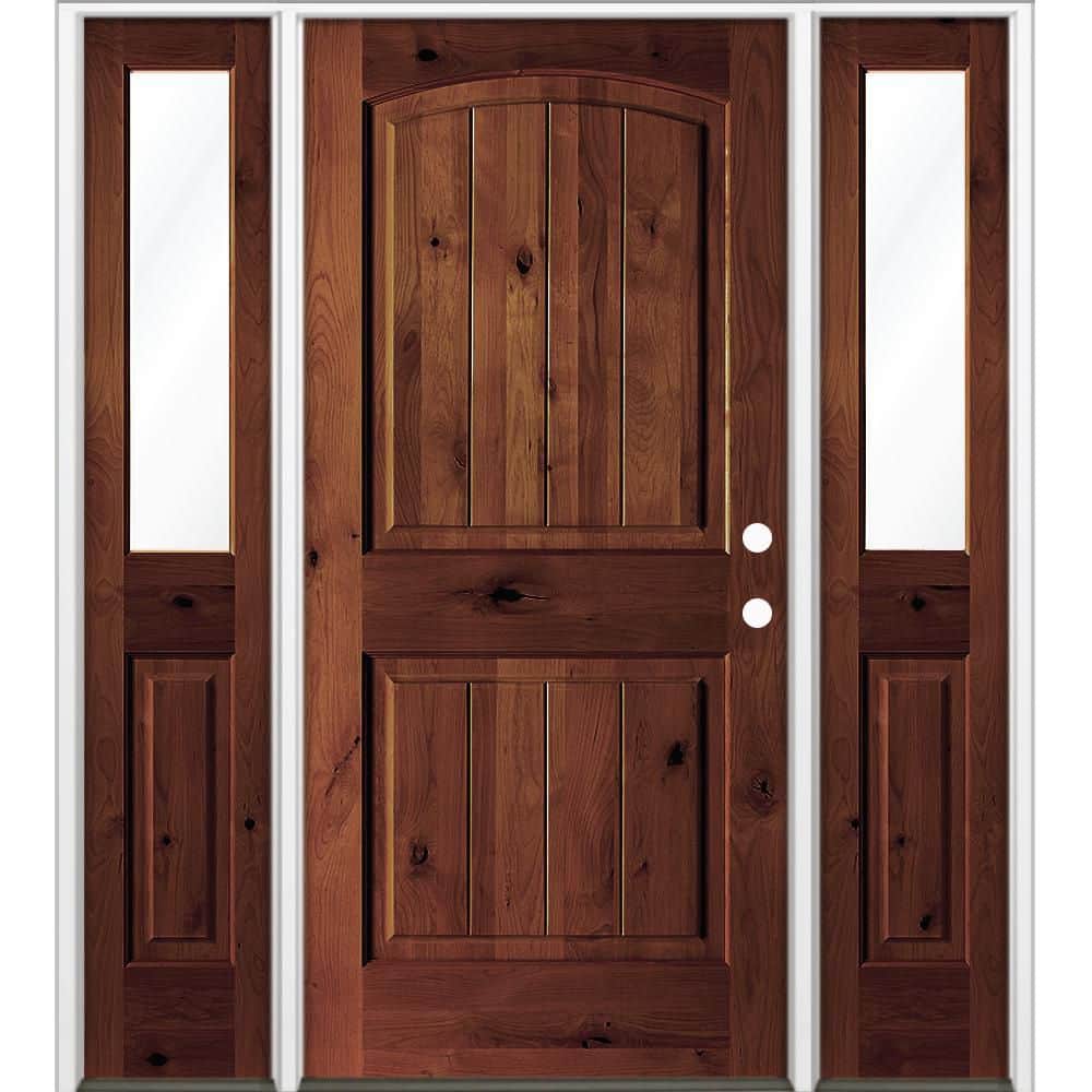Krosswood Doors 70 in. x 80 in. Knotty Alder Arch Top Left-Hand/Inswing ...