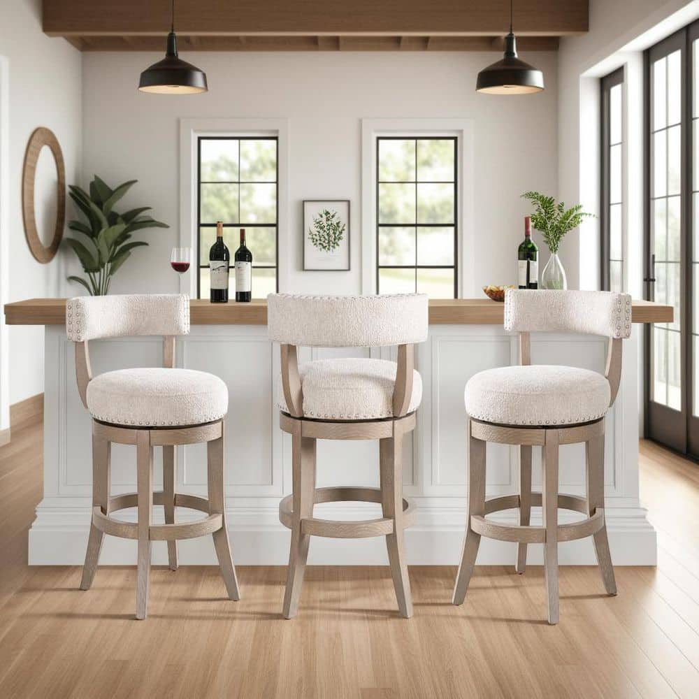 Armen Living Mystic 30 in. Ancient Stone/Washed Wood Low Back ...
