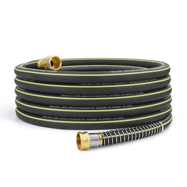 Jardineer 5/8 in. Dia x 50 ft. Rubber Garden Water Hose with Brass ...