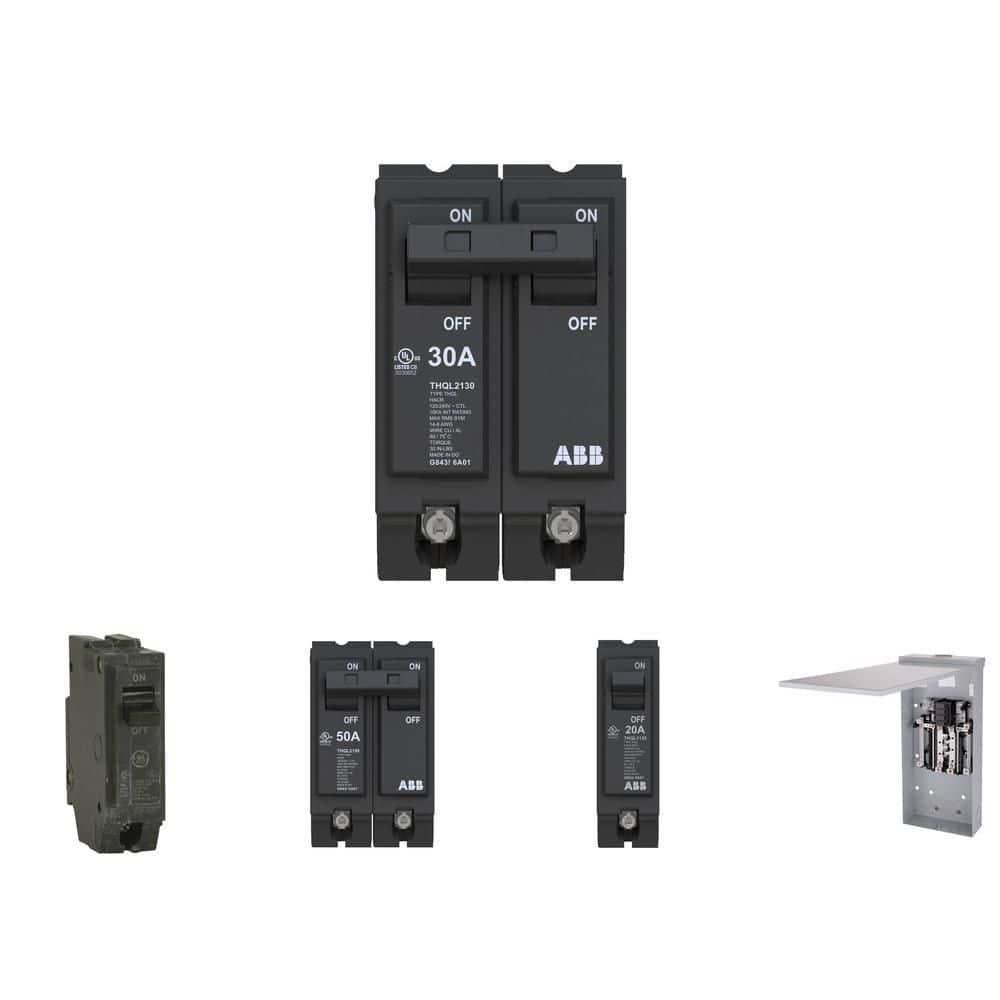 ABB 20/15/50/30 Amp Circuit Breakers & 200 Amp 8-Space 16-Circuit Load ...