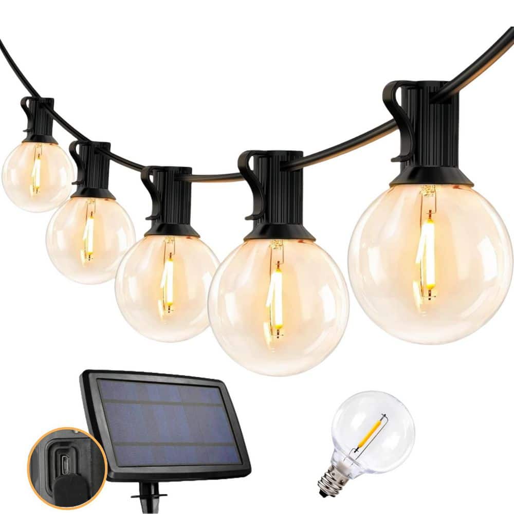 KOAOEIRS 25 Light 50 ft. Indoor/Outdoor Solar Powered G40 Party ...