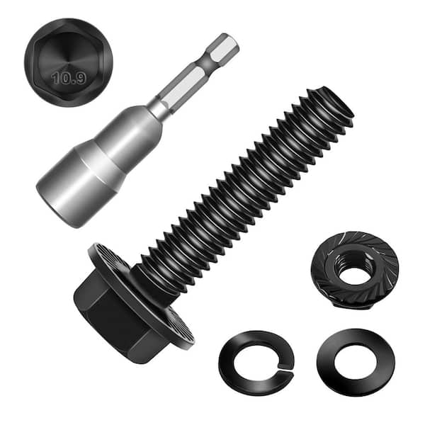 MarySino M6 x 25 mm Black Oxide Zinc Flanged Bolt (10-Pack), Class 10.9 ...