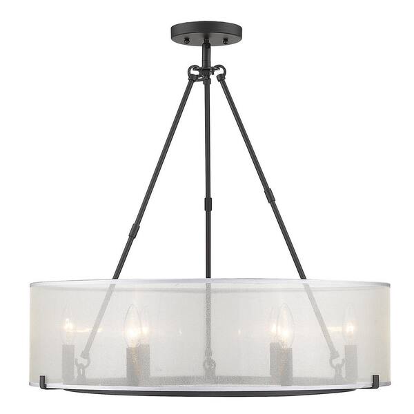 Golden Lighting Alyssa 25.5 in. 6-Light Matte Black Semi-Flush Mount ...
