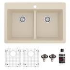 Karran QT-810 Quartz/Granite 33 in. Double Bowl 50/50 Top Mount Drop-in ...
