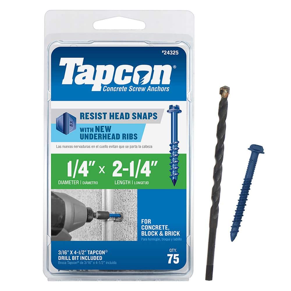 2 500 1 4 X 1 1 4 Hex Washer Head Masonry Concrete Screw Tapcon