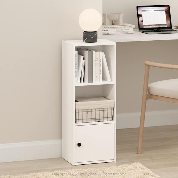 Furinno Luder 31.5 in. Tall White Wood 3-Shelf Bookcase N22272WH - The ...