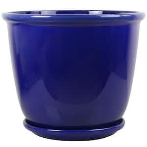 Reviews for Vigoro Delphine Medium Blue Glazed Plastic Planter with ...