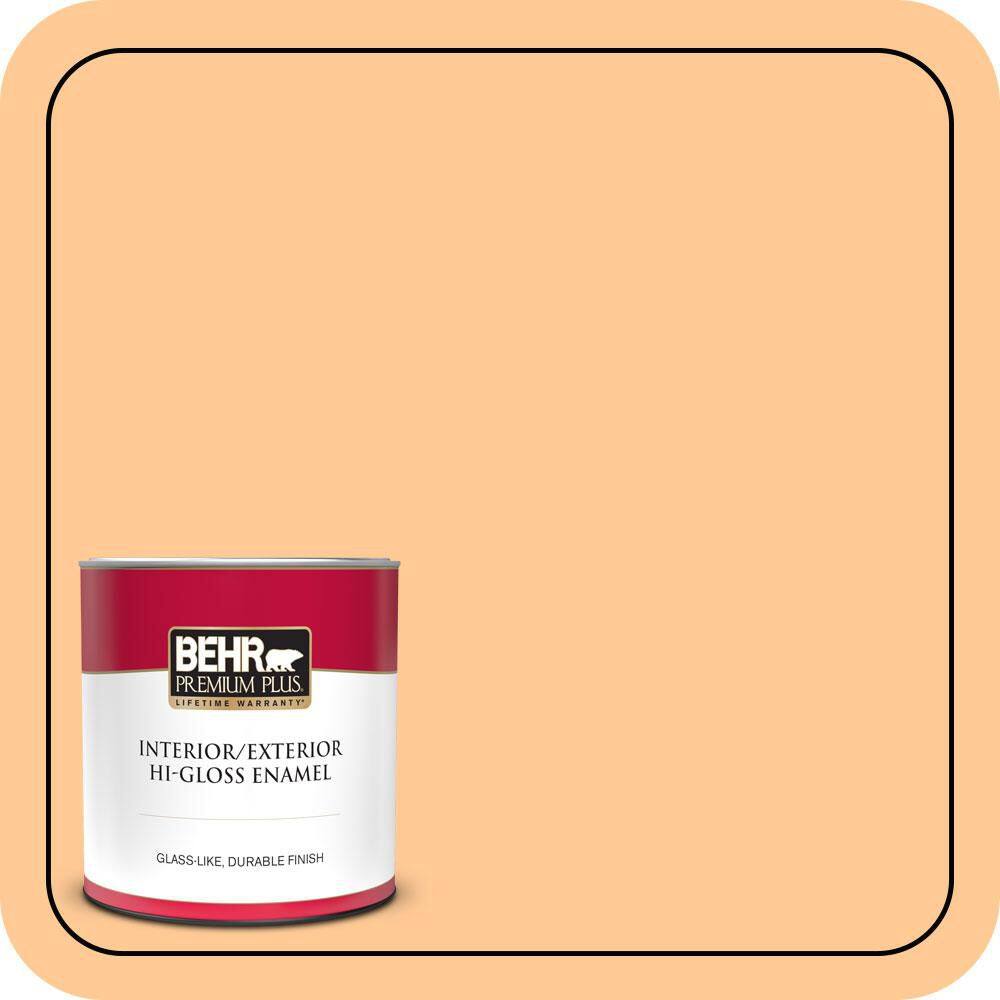 BEHR PREMIUM PLUS 1 qt. #280B-4 Apricot Light Hi-Gloss Enamel Interior ...
