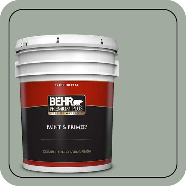 BEHR PREMIUM PLUS 5 gal. #PPU11-15 Green Balsam Flat Exterior Paint ...