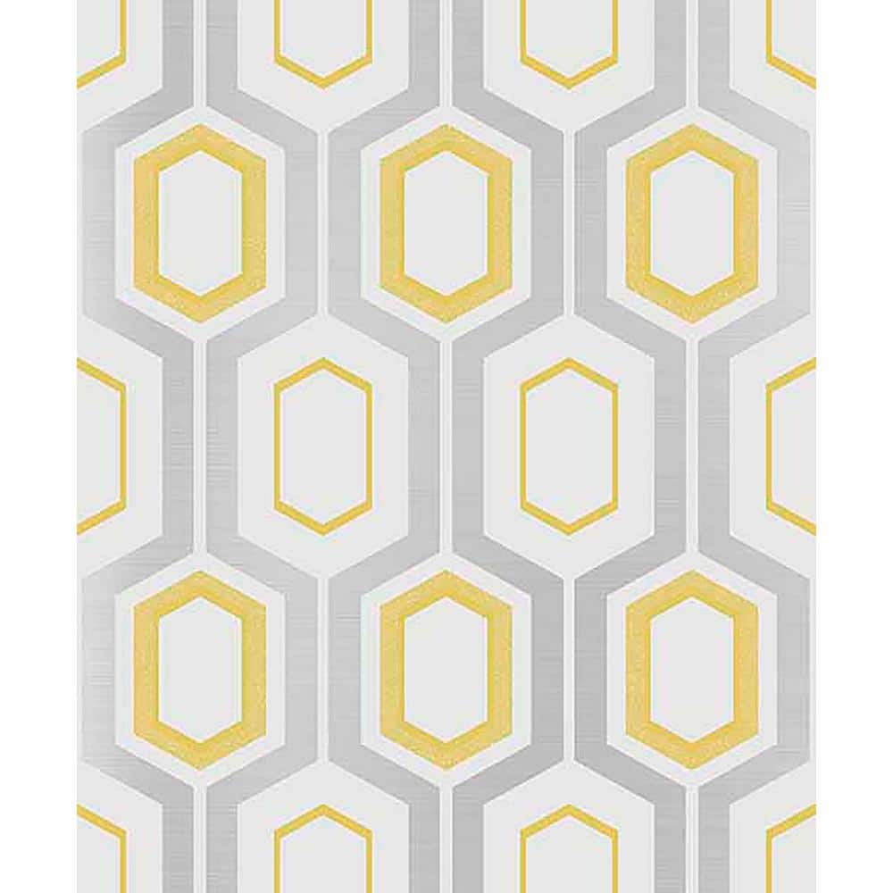 Coloroll Mortimer Yellow Geometric Vinyl Peelable Roll (Covers 56.4 sq ...