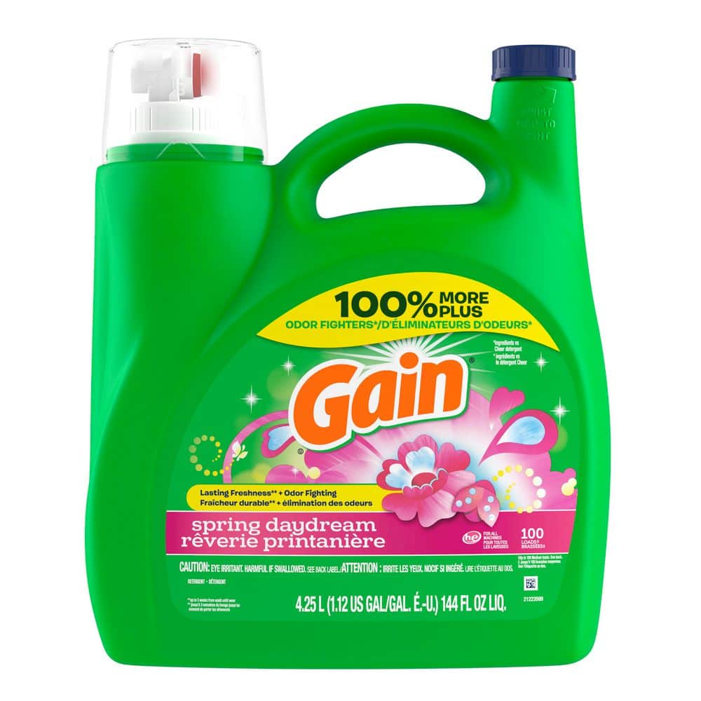 Gain 144 oz. HE Spring Daydream Scent Liquid Laundry Detergent (100 ...
