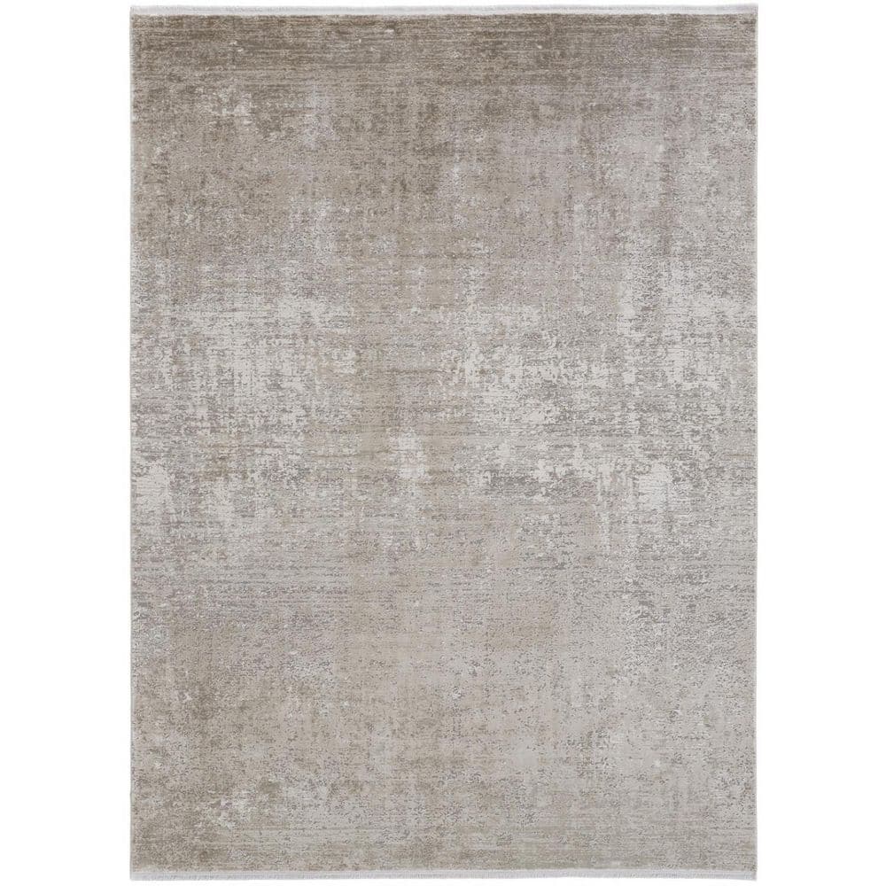 HomeRoots 3 ft. X 5 ft. Tan and Ivory Abstract Area Rug 2000512116 ...