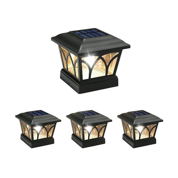 Afoxsos 4-Pack Slate Edison LED Solar Post Deck Cap Lights with 2 ...