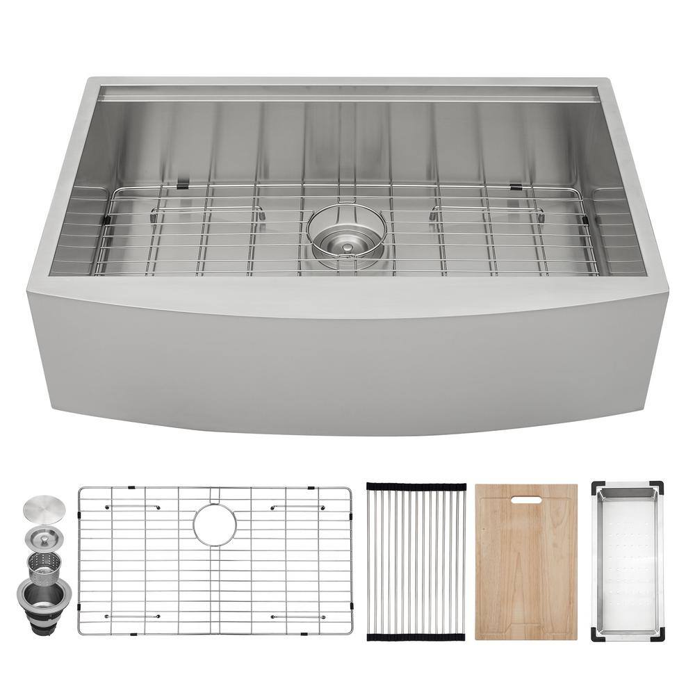 Logmey 30 in. Stainless Steel Single Bowl Apron Front Farmhouse ...