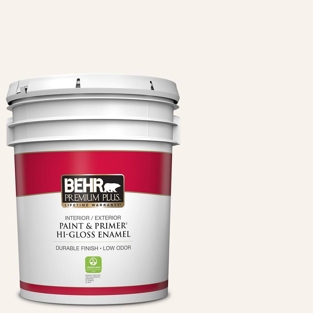 BEHR PREMIUM PLUS 5 gal. #YL-W15 Polar Bear Hi-Gloss Enamel Interior ...