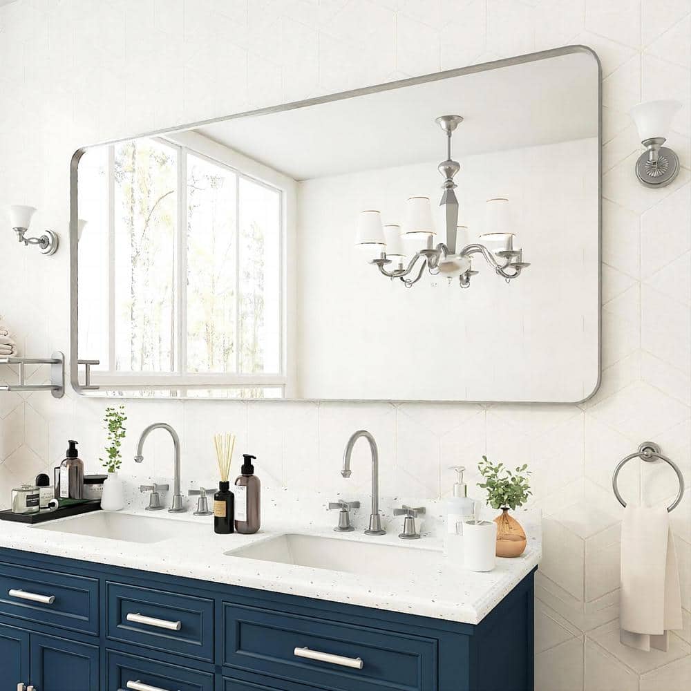 TOOLKISS 72 in. W x 36 in. H Rectangular Aluminum Framed Wall Bathroom ...