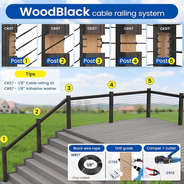 Afoxsos 20 Pairs 1/8 Black Cable Railing Hardware Kit Swage Toggle ...