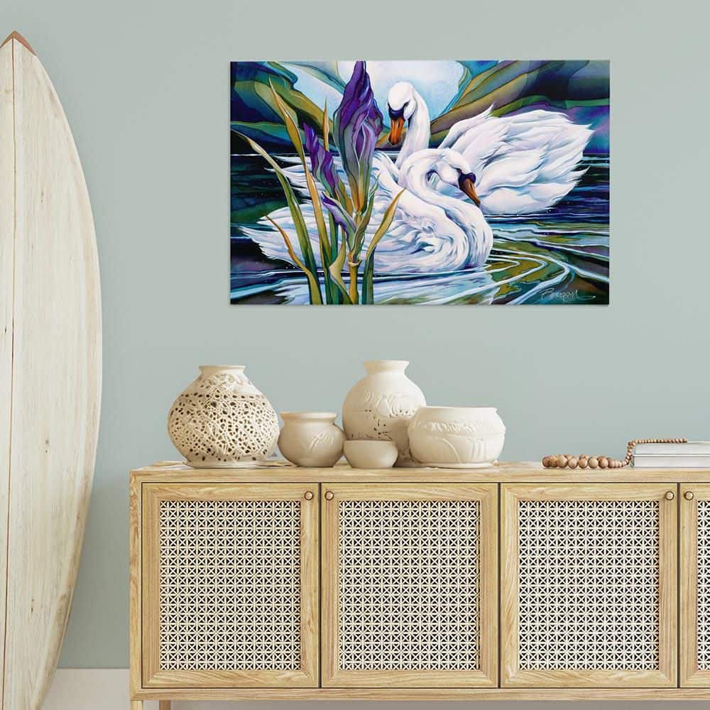Stupell Industries Swans with Abstract Pond Ripples by Jody Bergsma ...